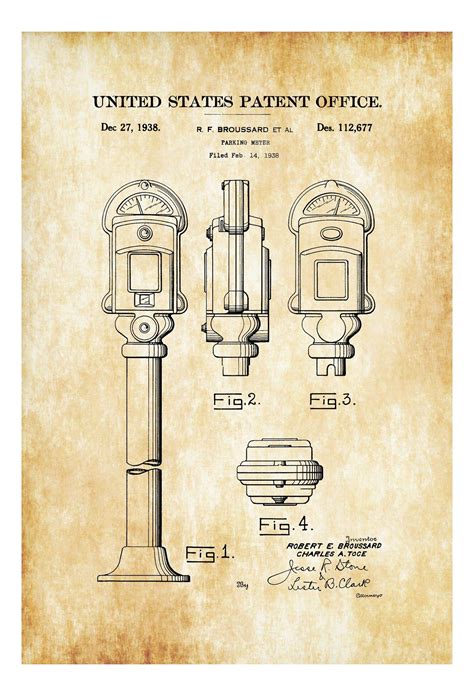 Parking Meter Patent 1938 Patent Print Garage Décor Car Enthusiast