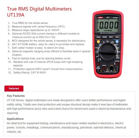 Uni T Ut139a True Rms Digital Multimeter