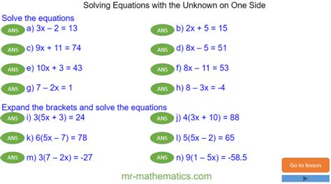 Solving Equations Mr Mathematics