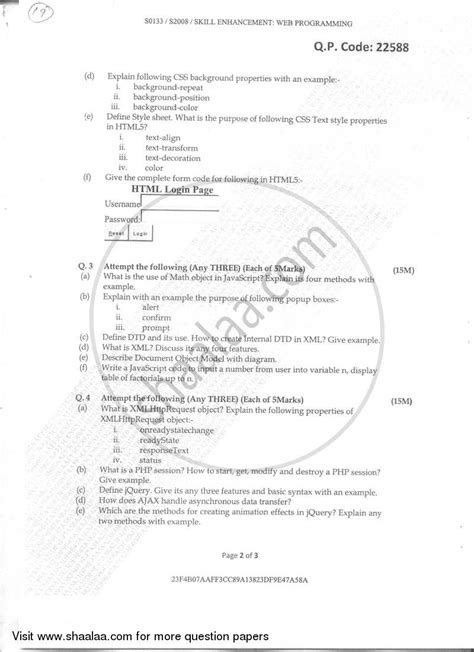 Web Programming 2017 2018 B Sc Computer Science Semester 3 Sybsc Question Paper With Pdf