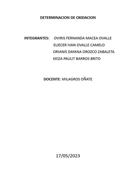 Determinacion De Oxidacion Pdf Redox Naturaleza