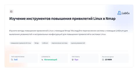 Изучение инструментов повышения привилегий linux в nmap labex