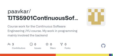 github paavkar tjts5901continuoussoftwareengineering course work for