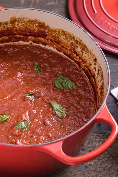Slow Cooked Tomato Sauce Le Creuset Deep Dutch Oven Recipe Cooking