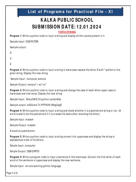 Computer Sc Practical File Xi 2023 24 Pdf