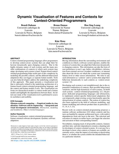 Pdf Dynamic Visualisation Of Features And Contexts For Context