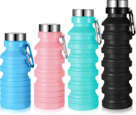 Tessco 4 Pack Collapsible Water Bottle For Traveling