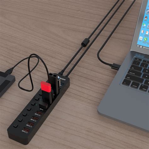 Simplecom CHU W Port USB Hub And Charger With Individual Switches V A Power