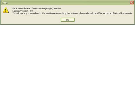 fatal internal error labview general lava