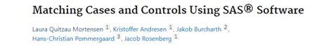 Case Control Matching Sas Support Communities