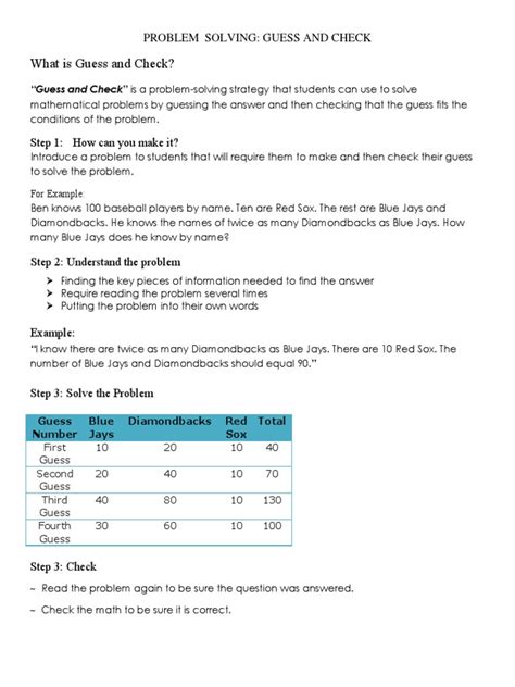 problem solving through guess and check a title representative of the