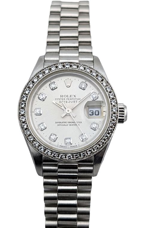Rolex 69136 Lady Datejust Platinum Rbr 26mm 1995 W Serial Dixon Watch Co