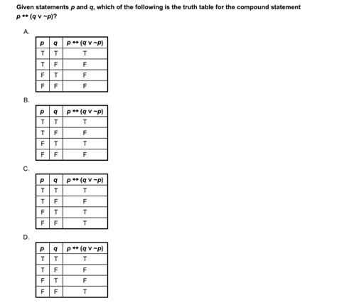 solved given statements p and q which of the following is