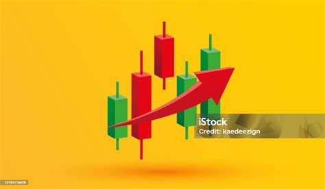 성장 주식 다이어그램 재무 그래프 화살표가 있는 캔스틱 업 트레이딩 스톡 또는 외환 3d 아이콘 벡터 일러스트 스타일 증권 시장과 거래소에 대한 스톡 벡터 아트 및 기타