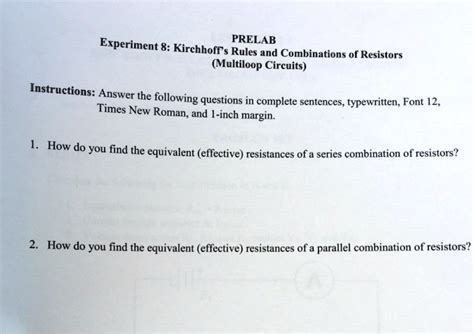 solved experiment 8 kirchhoff s laws and combinations of resistors
