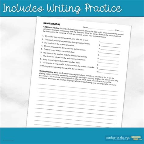 Parallelism Or Parallel Structure Grammar Practice Sentence Worksheets