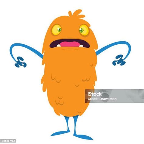 행복 한 만화 괴물입니다 할로윈 벡터 오렌지와 발 정 괴물 재미 있은 괴물 식 갈고리 발톱에 대한 스톡 벡터 아트 및 기타 이미지 갈고리 발톱 공포 무서움 귀신