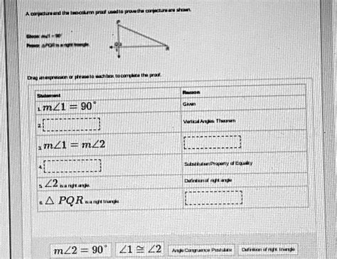 solved a conjecture and the two column proof used to prove the