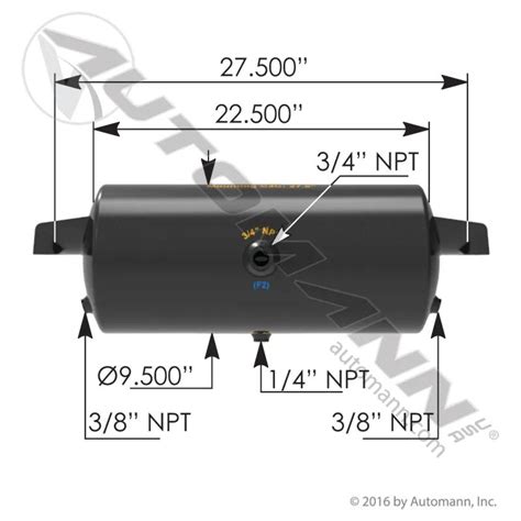 Mza 1722001h Air Tank 14 In Npt Drain Port 2 38 In End Port 27