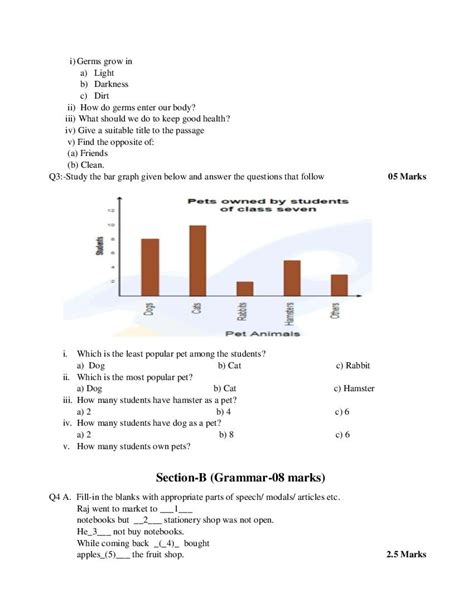 Jkbose Class 7th Model Question Paper 2025 For English Jk Board Class 7 English Sample Paper