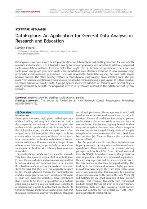 Pdf Dataexplore An Application For General Data Analysis In Research