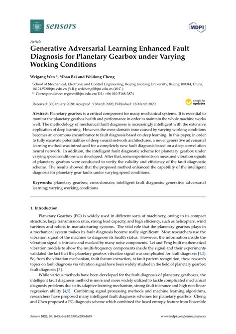 Pdf Generative Adversarial Learning Enhanced Fault Diagnosis For Planetary Gearbox Under