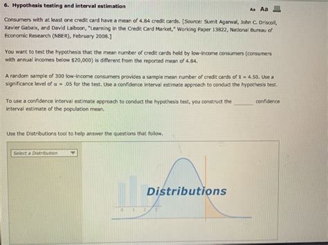 Solved 6 Hypothesis Testing And Interval Estimation Aa Aa E