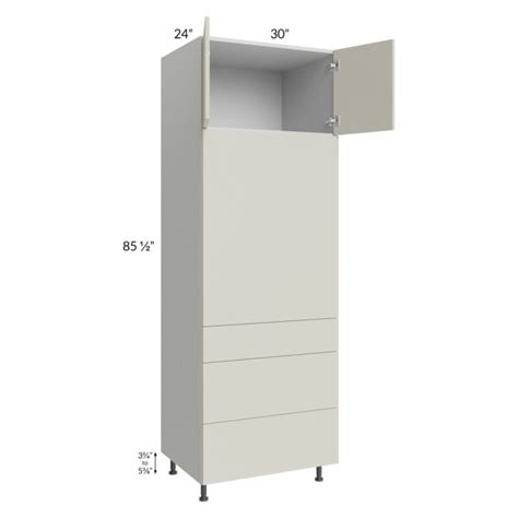 Rta Milan Beige Matte 30 X 90 Single Oven Cabinet With 3 Drawers And