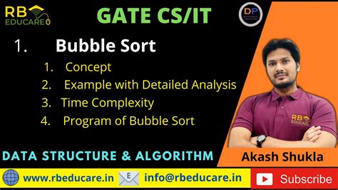 Bubble Sort Algorithm Data Structure Akashshukla Youtube