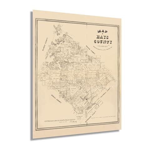 Buy Historix Vintage 1880 Hays County Texas 24x30 Inch Vintage Hays County Print Old Of