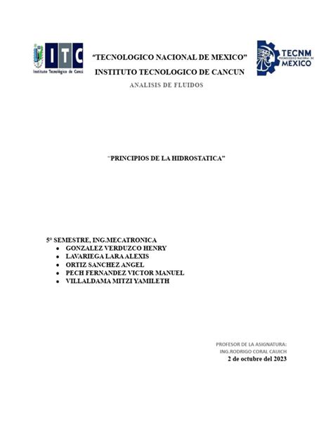 Principio De La Hidrostatica Pdf Líquidos Ciencias Fisicas