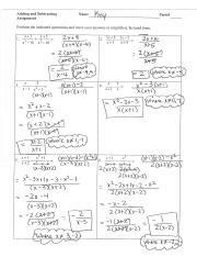 Adding and Subtracting: Perform Operations and Simplify Answers | Course Hero