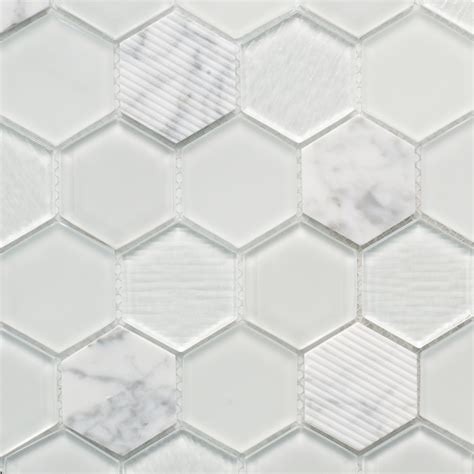 Captivate Glassstone Hex Mosaic Snow 12 X 12 Acme Brick