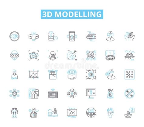 D Modelling Linear Icons Set Rendering Sculpting Texturing Animation Modeling Rigging