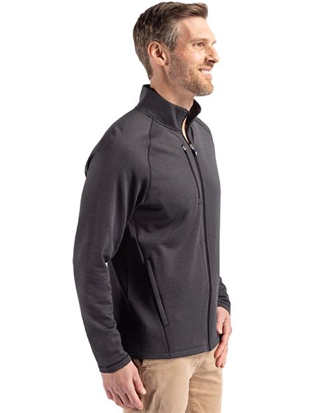 Cutter And Buck Peshastin Recycled Grid Fleece Mens Full Zip Jacket