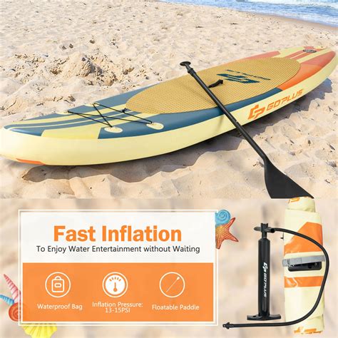 Costway Yellow Inflatable Surfboard Set 105ft Wilko