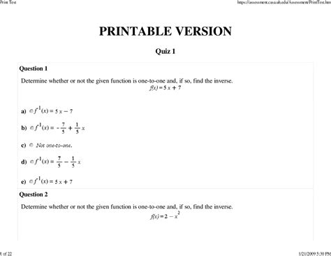 Find Inverse Quiz 1 Calculus Ii Math 1432 Docsity