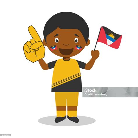 국가 스포츠 팀 팬 앤티가 바부다에서 깃발 및 장갑 벡터 일러스트와 함께 Championship에 대한 스톡 벡터 아트 및 기타