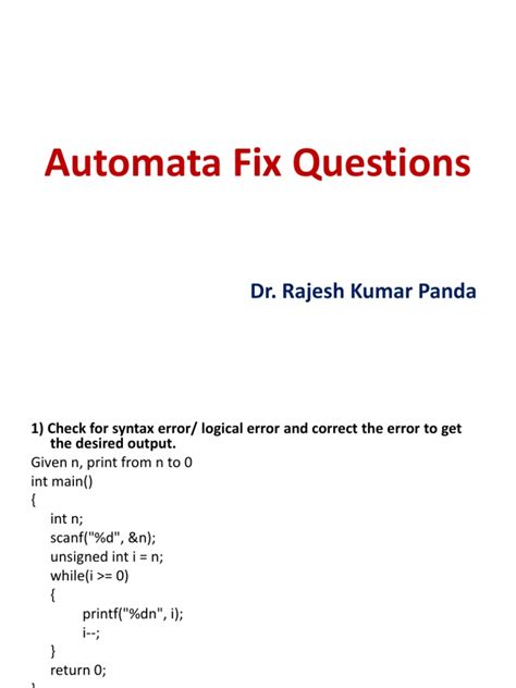Automata Fi Questions Pdf Integer Computer Science Software