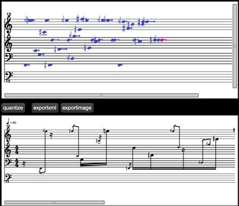Notes Spatially Notated On A Music Staff And Quantized Into Sheet Music