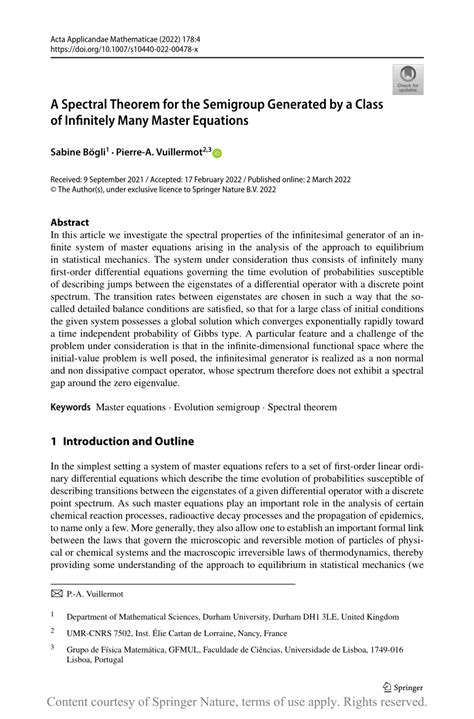 A Spectral Theorem For The Semigroup Generated By A Class Of Infinitely Many Master Equations