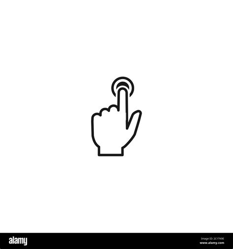 click or push the button pictogram black pointing hand with red button
