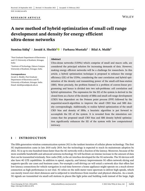 Pdf A New Method Of Hybrid Optimization Of Small Cell Range Development And Density For Energy