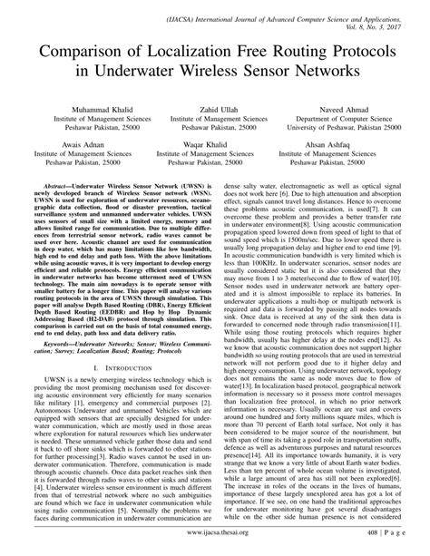 Pdf Comparison Of Localization Free Routing Protocols In Underwater