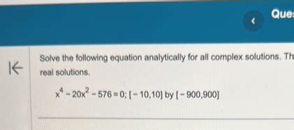 Que Solve The Following Equation Analytically StudyX