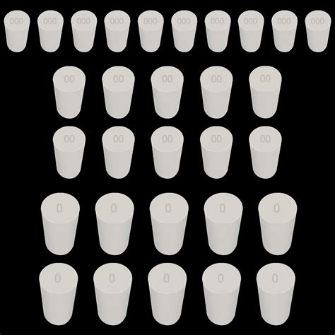 Tnisesm 30pcs White 000 00 0 Solid Rubber Stoppers 3 Assorted