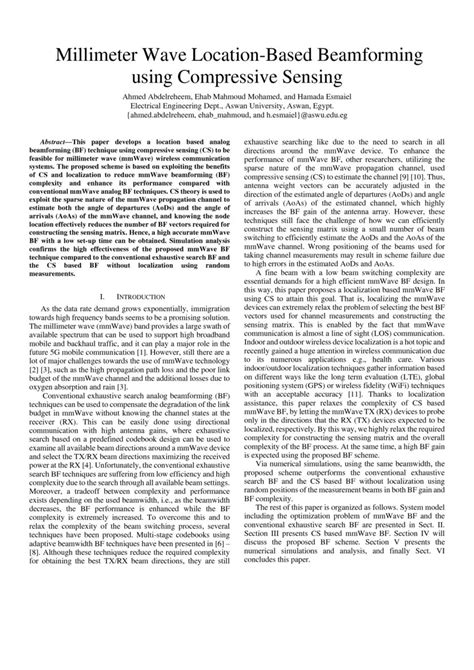 Millimeter Wave Location Based Beamforming Using Compressive Sensing Deepai