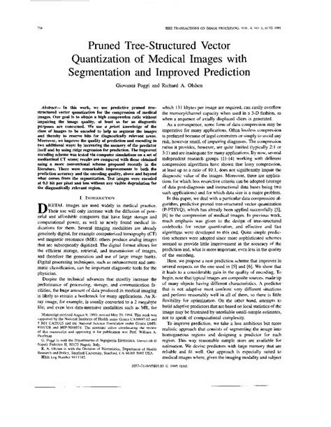 pdf pruned tree structured vector quantization of medical images with