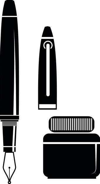 Premium Vector Vector Image Of A Pen And Small Bottle Of Ink Isolated