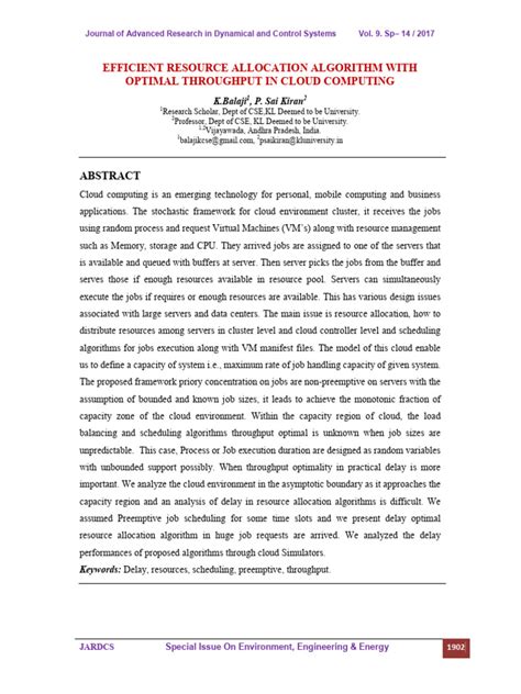 Efficient Resource Allocation Algorithm With Pdf Cloud Computing